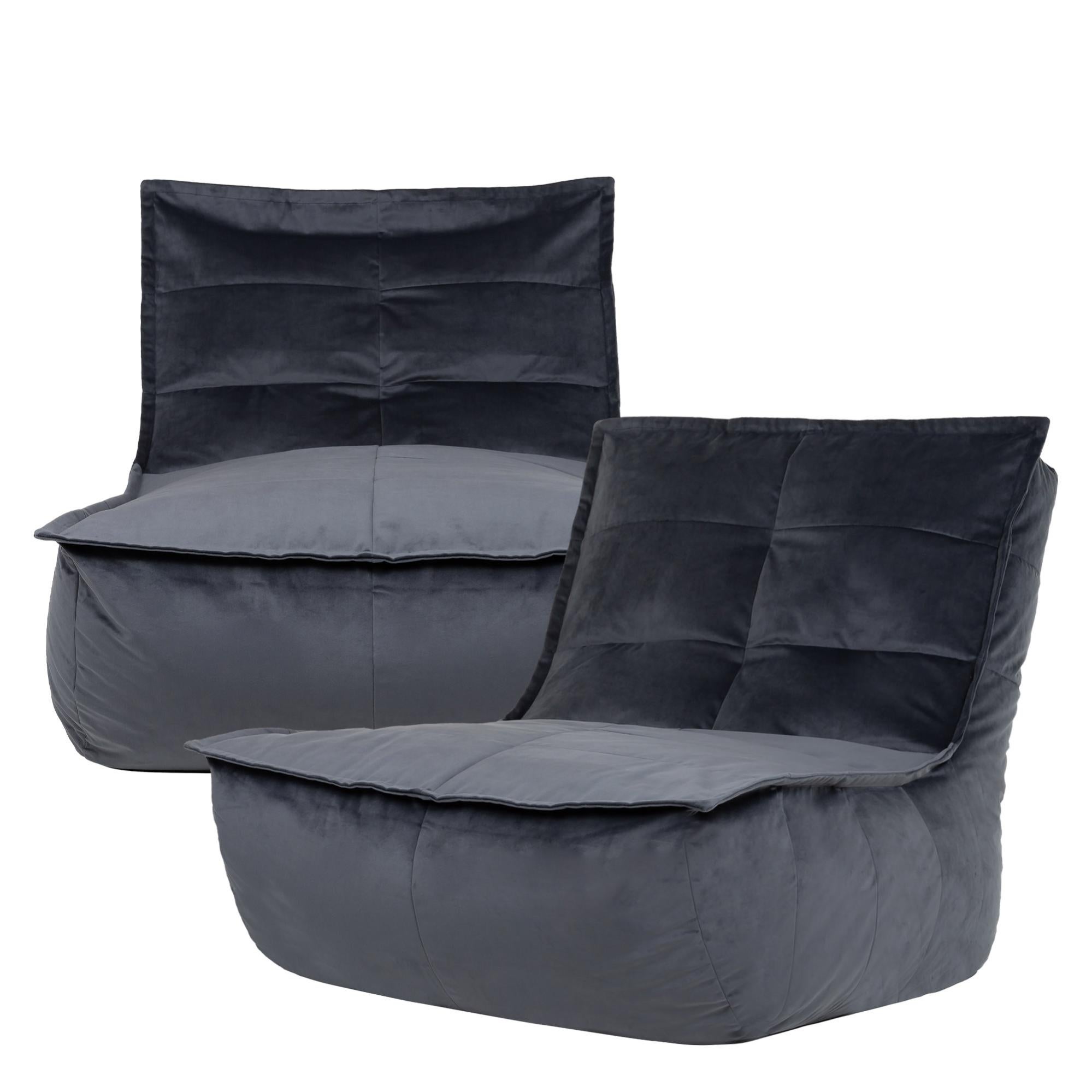 Pouf modulable sofa Icon velours, 2 pièces, gris anthracite | Leroy Merlin