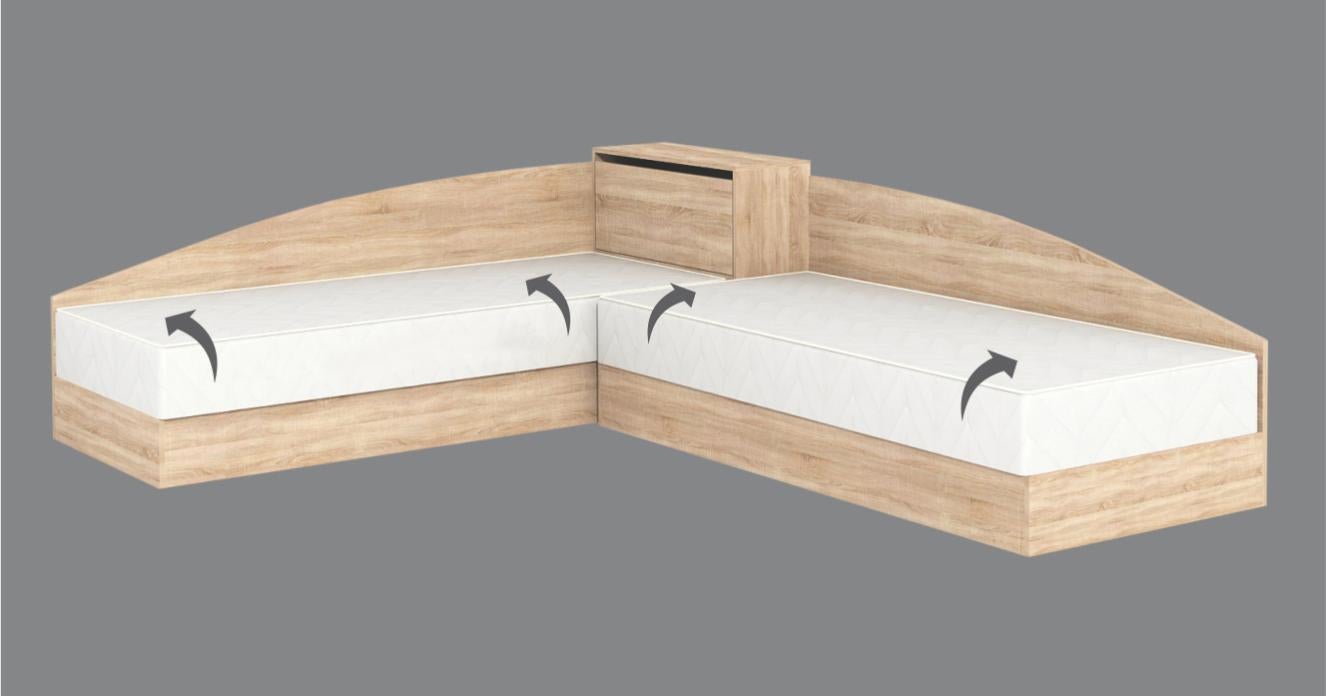 Doppio letto singolo con contenitore e struttura ad angolo LG8 190x75 ...