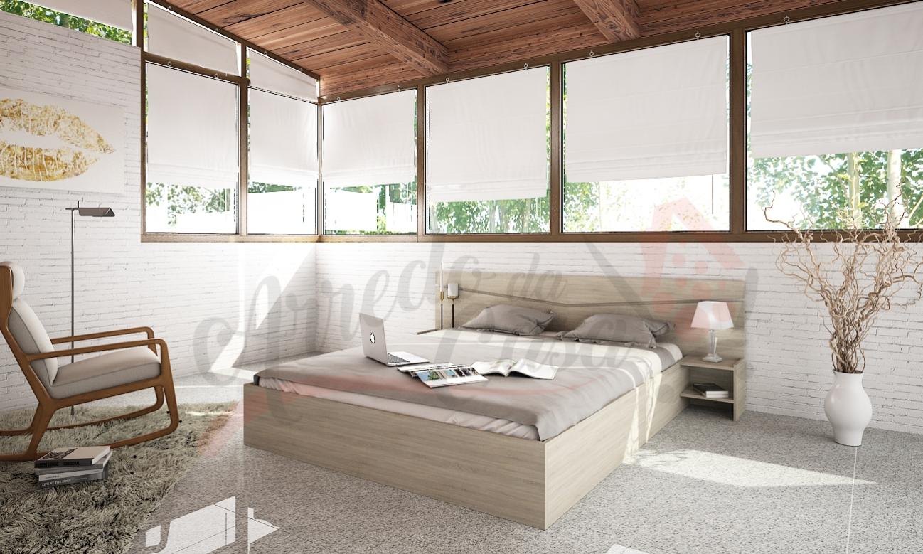 Letto matrimoniale contenitore con comodini a due ripiani LI2007 ...