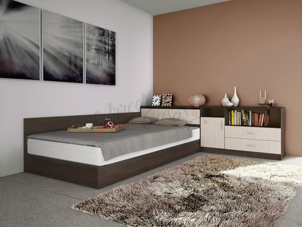 Letto a una piazza e mezza contenitore con cassettoni LI2 190x120 ...