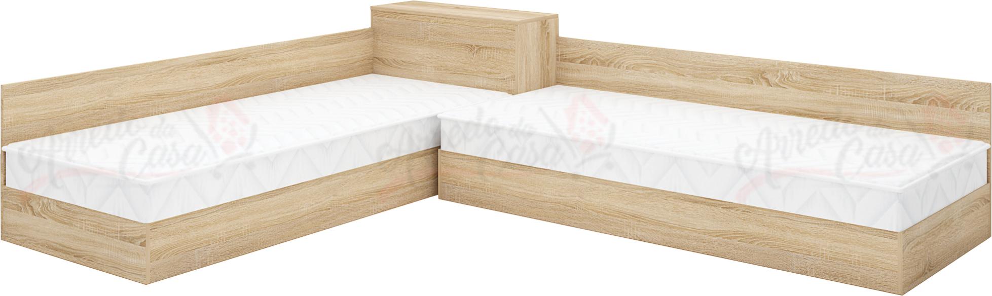 Doppio letto singolo contenitore ad angolo LMG3 190x82 rovere sonoma ...