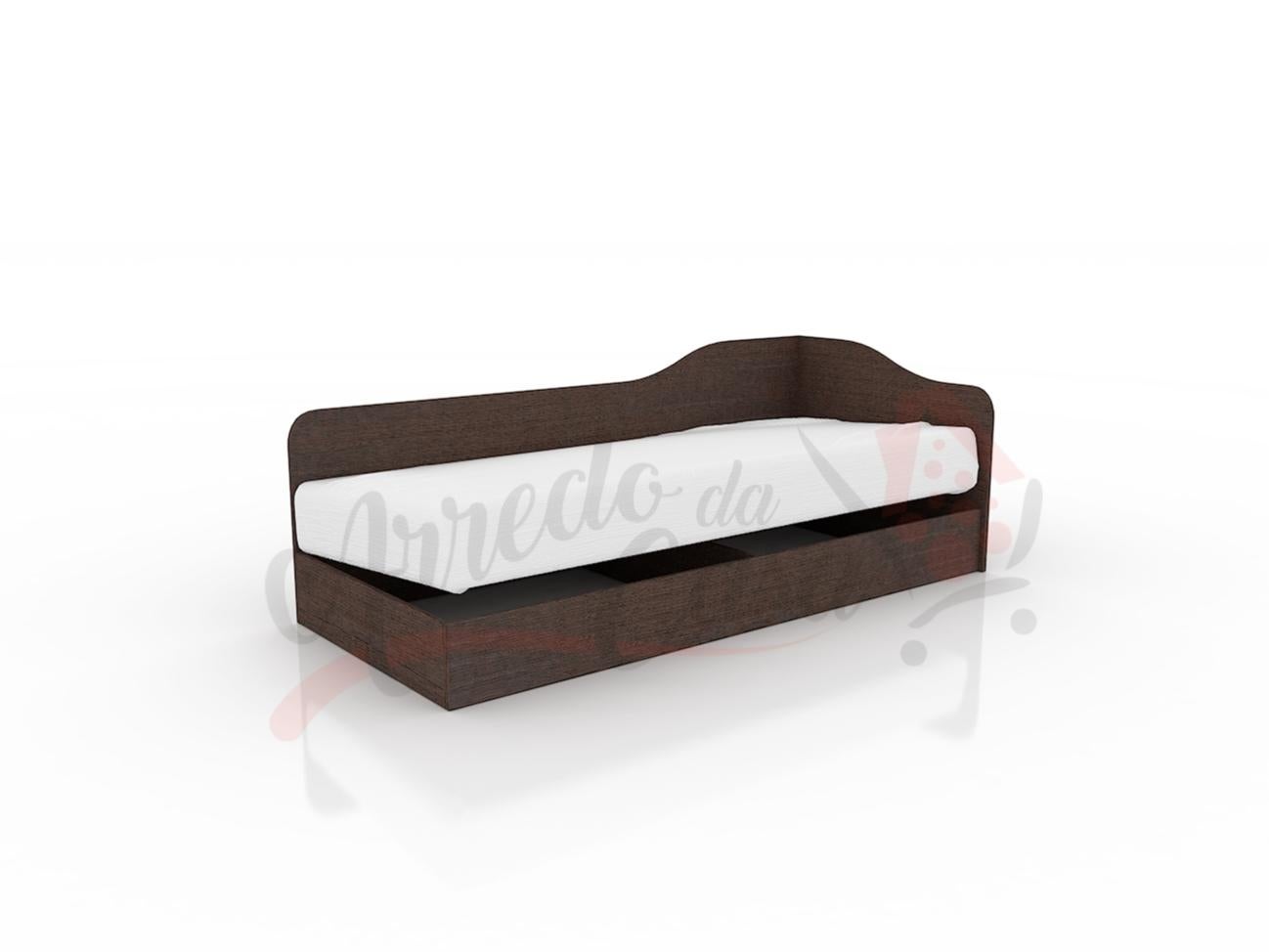 Letto singolo con contenitore ad angolo effetto legno LI2004 190x71 ...
