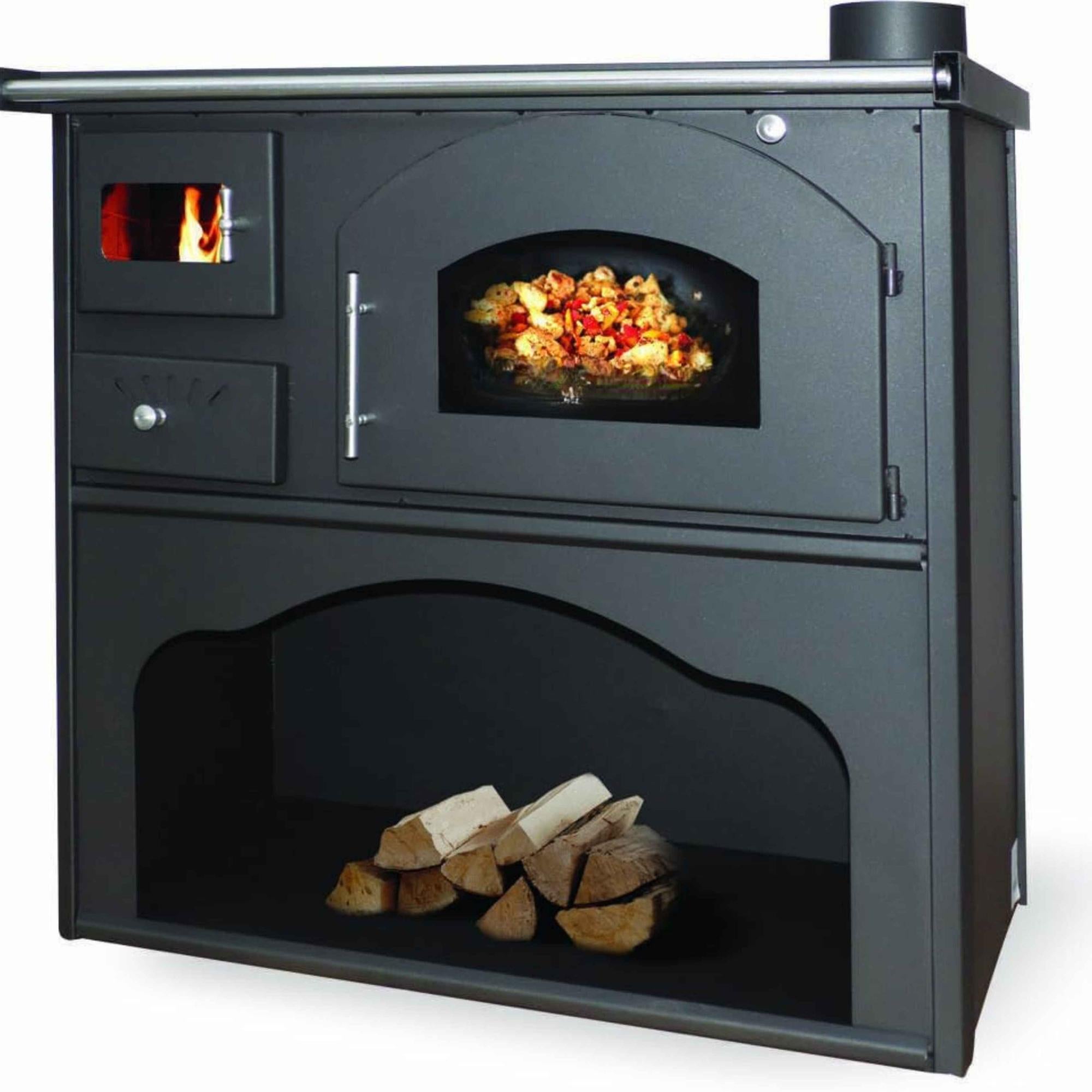 Stufa a Legna Cucina a Legna con Forno in Acciaio Verona 5,9 - 10 kW ...
