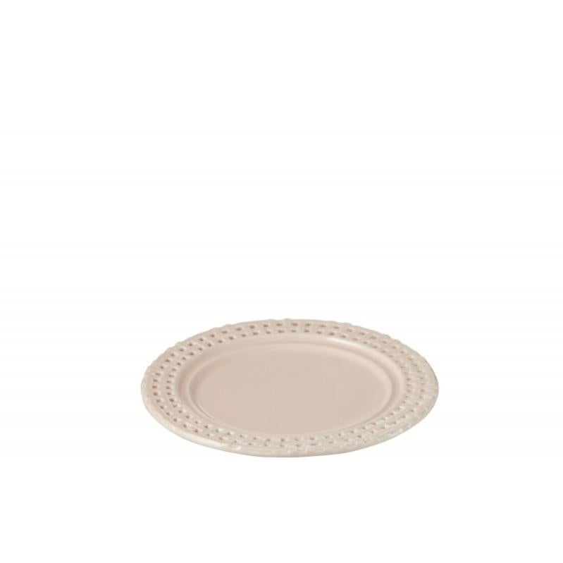 Assiette ronde en céramique rose 20x20x2 cm | Leroy Merlin