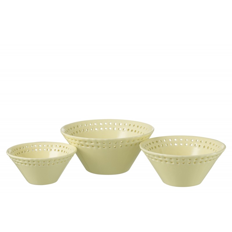 Set de 3 bols en céramique jaune 20x20x9 cm | Leroy Merlin