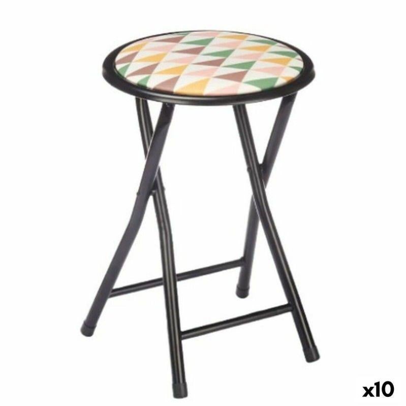 Tabouret Pliant Geometric Noir PVC Métal 30 x 30 x 45 cm (10 Unités ...