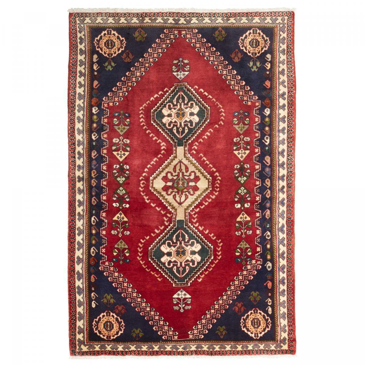 Tapis d'orient Fait main SHIRAZ GHASGHAIE 27 Rouge 133x206 en laine ...