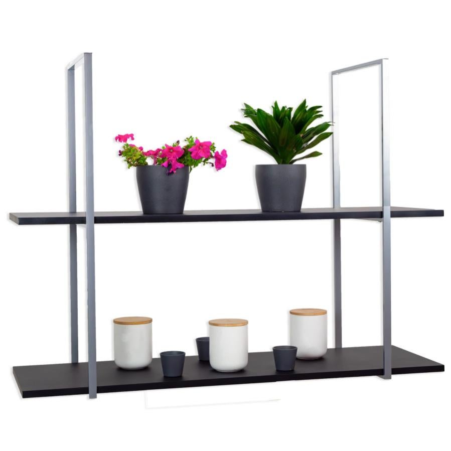 Mensola BAR SHELF 115 cm GRIGIO NERO con 2 Ripiani Sospesa a soffitto ...