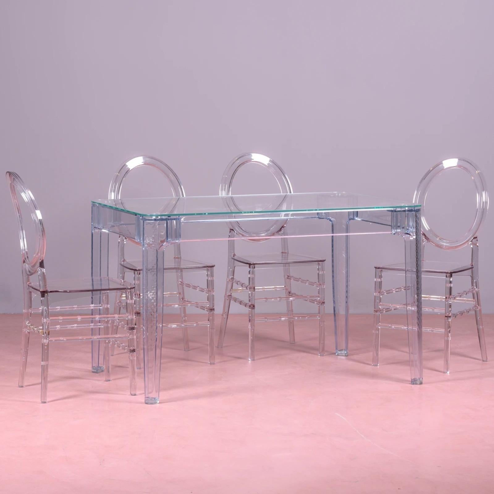 Ensemble meuble de salle à manger table transparente (120cm) et 4 ...