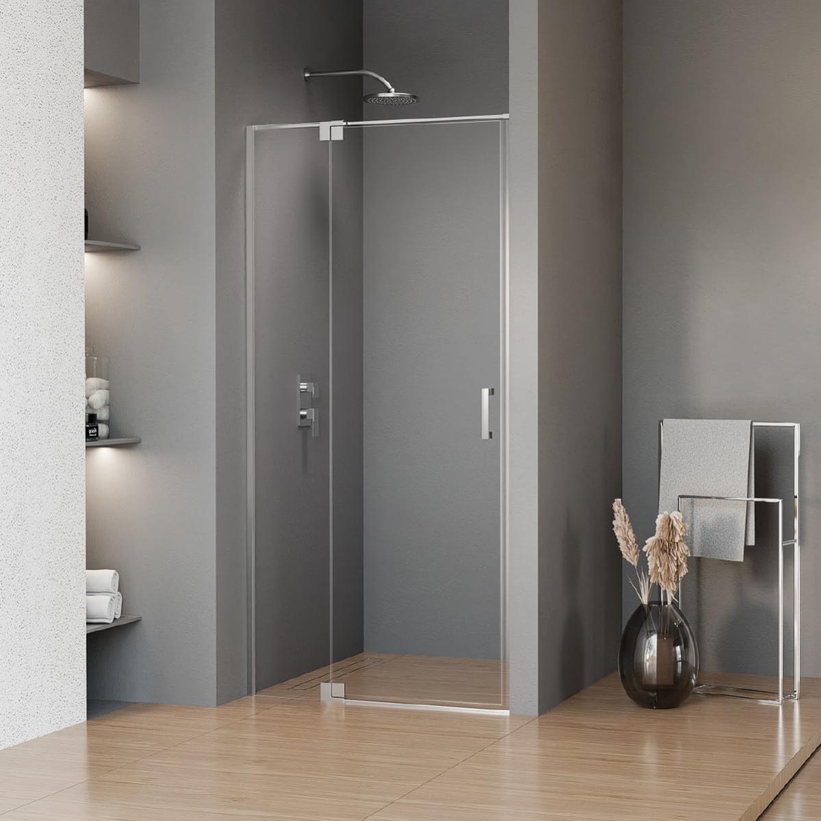 Mampara de ducha pivotante cromo, transparente, cromo 110 cm, AROSA ...