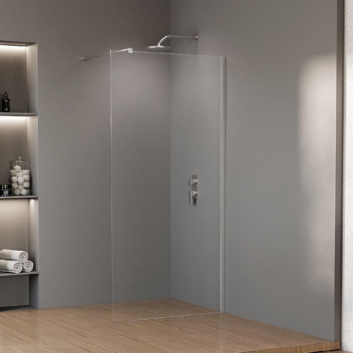 Schermo doccia walk-in in vetro trasparente l.80 cm cromo AROSA | Leroy ...
