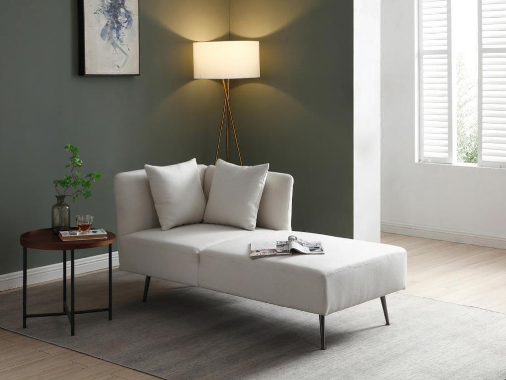 Méridienne gauche en tissu crème NAPASA | Leroy Merlin