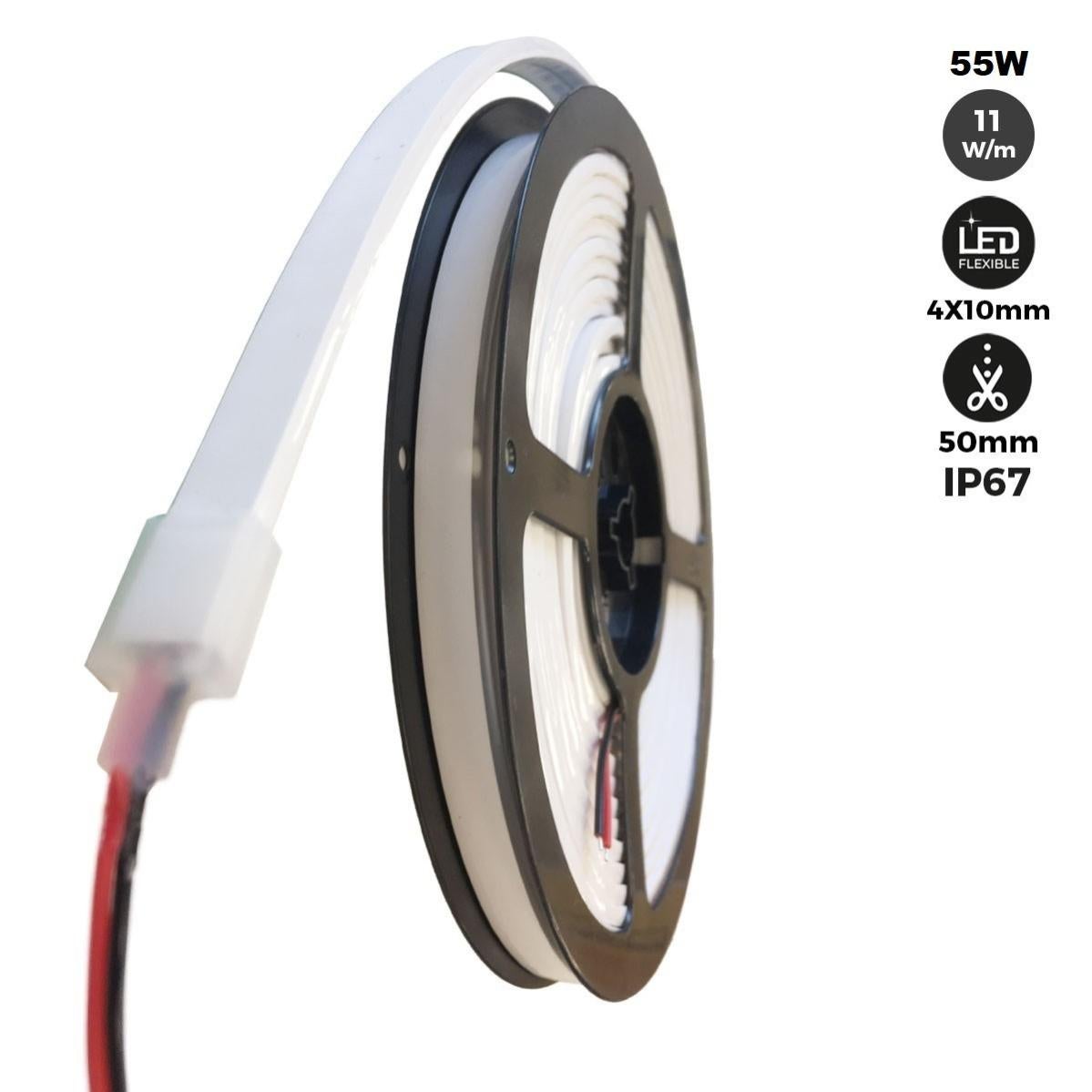 Néon LED flexible 24V/DC 4x10mm - 5 mètres - Kit complet - IP67 - 11W/m ...
