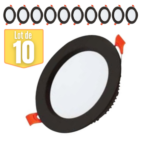Set di 10 punti Alexa SMD LED rotondo nero 8W 7000K | Leroy Merlin