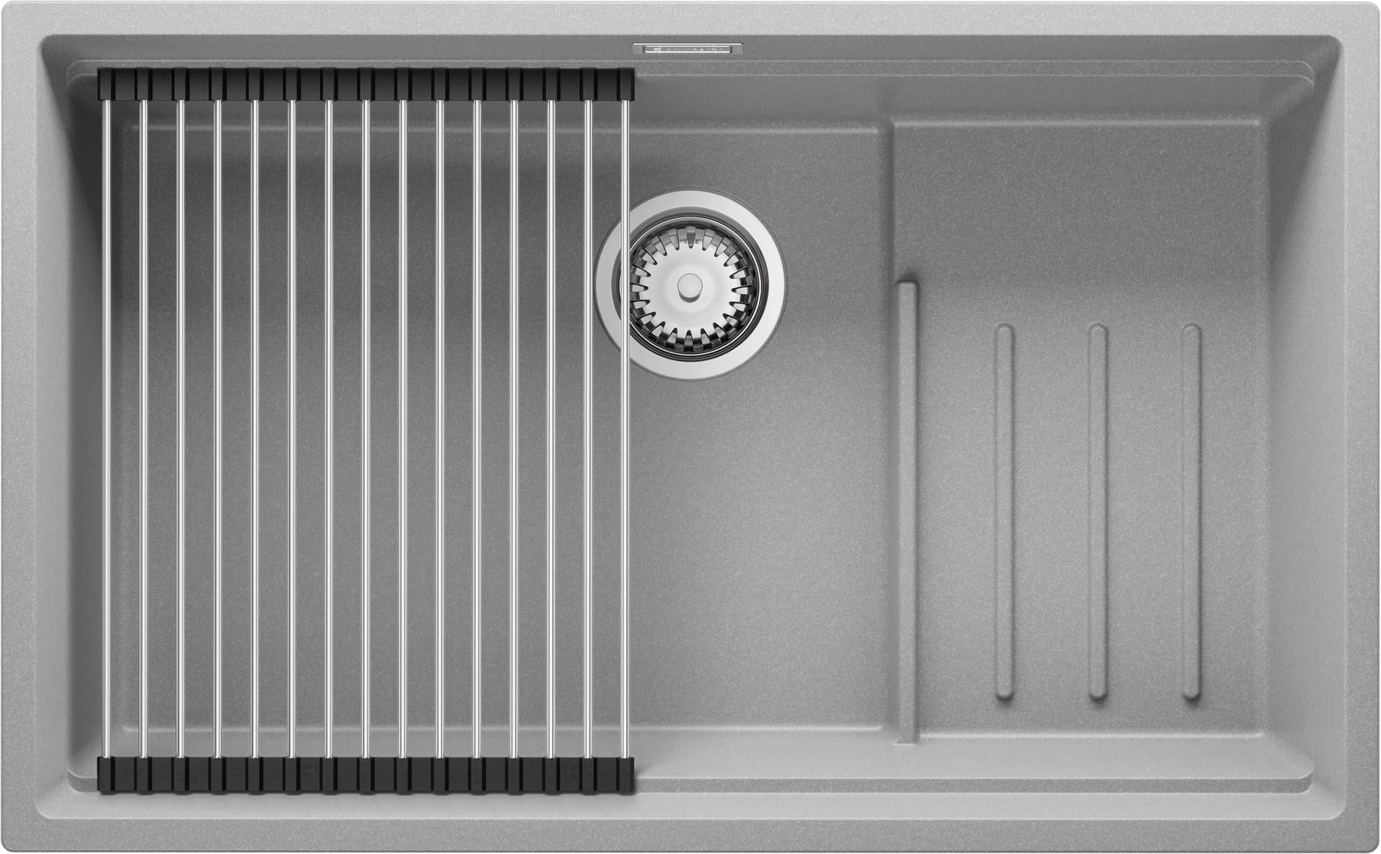 Lavello Sottopiano Grigio 76x47 cm, Lavello in Granito 1 Vasca + Set di ...