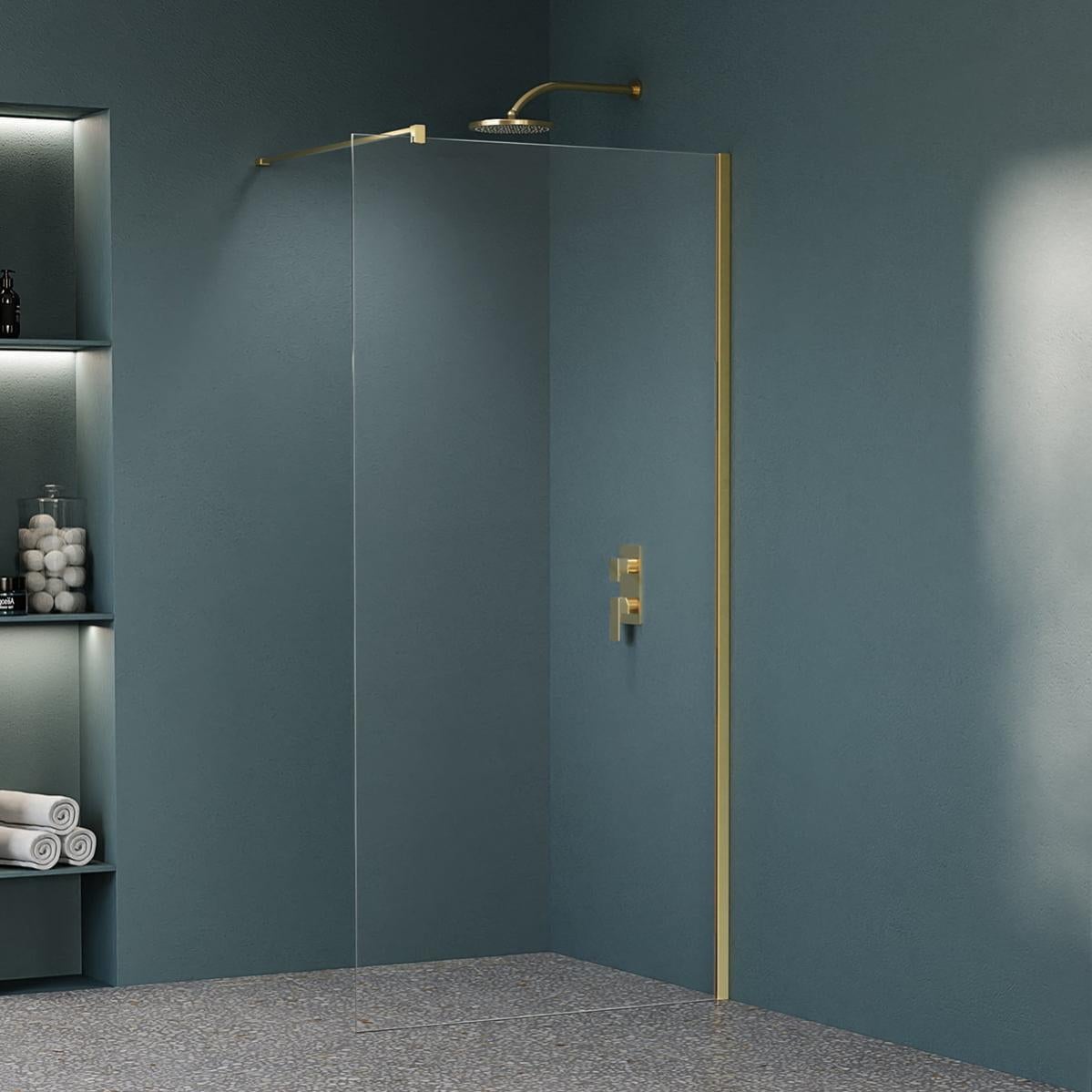 Mampara de ducha italiana cristal transparente l.120 cm oro AROSA ...