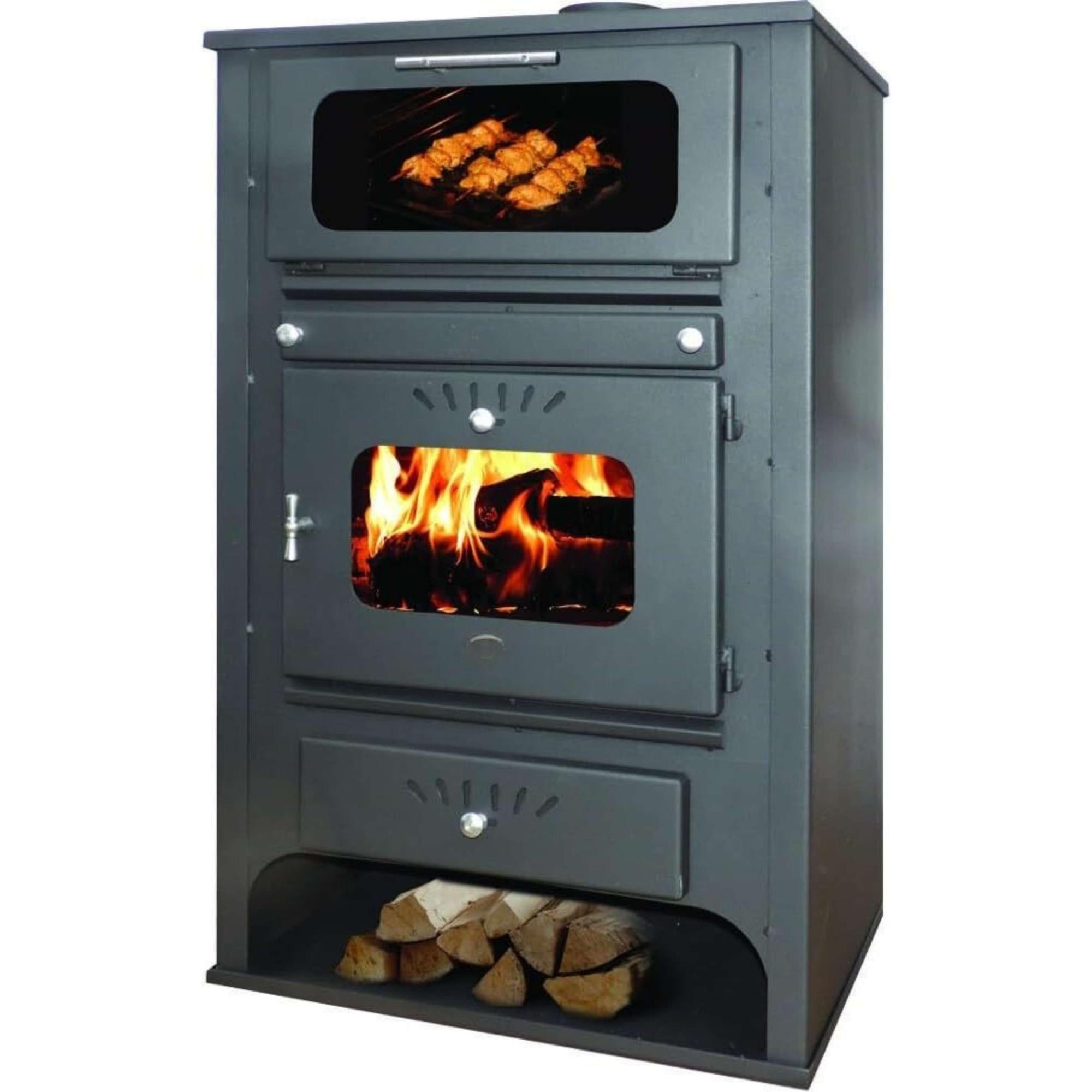 Stufa a Legna con Forno Milano in Acciaio 15,3 - 20 kW Con regolazione ...