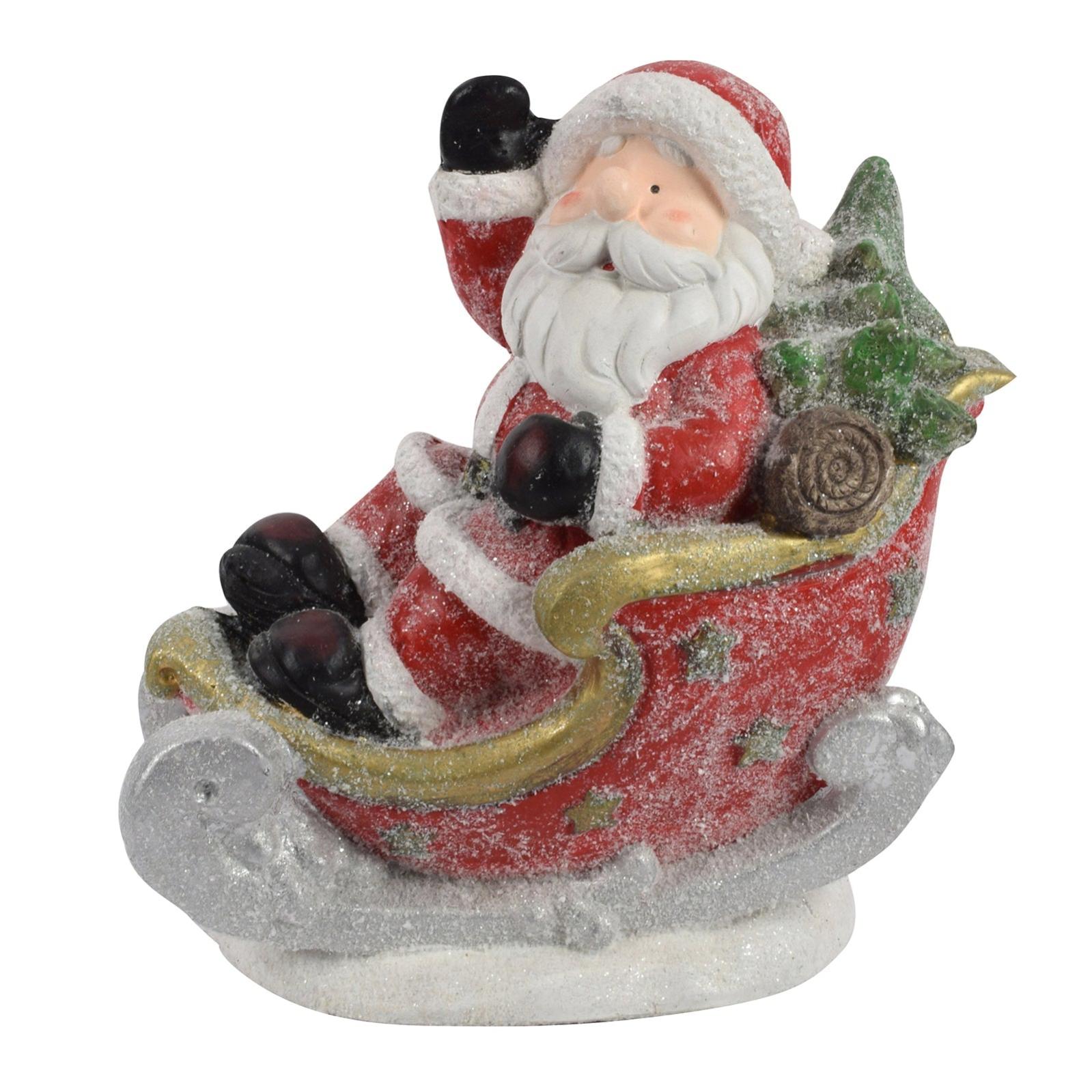 Statua Natalizia Babbo Natale con slitta in poliresina decorazione h 35 cm / Default Title ...