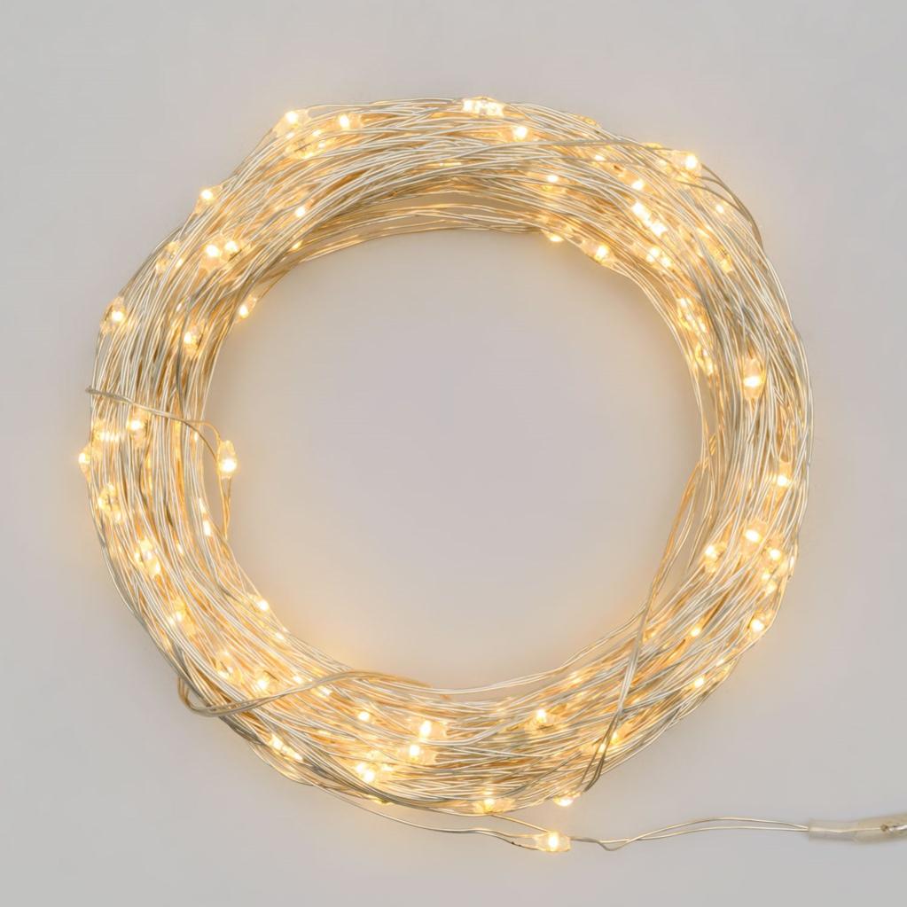 Luci di natale catena con Micro Led e filo in metallo a batteria per ...