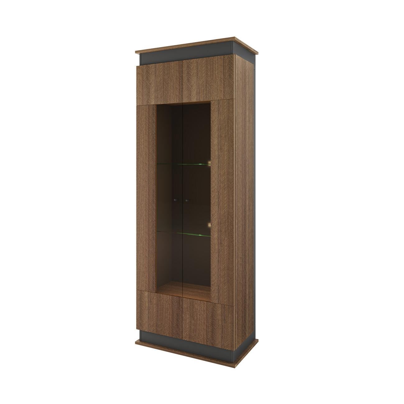 Vetrinetta alta design moderno effetto legno per sala VI9 70x191 noce e ...