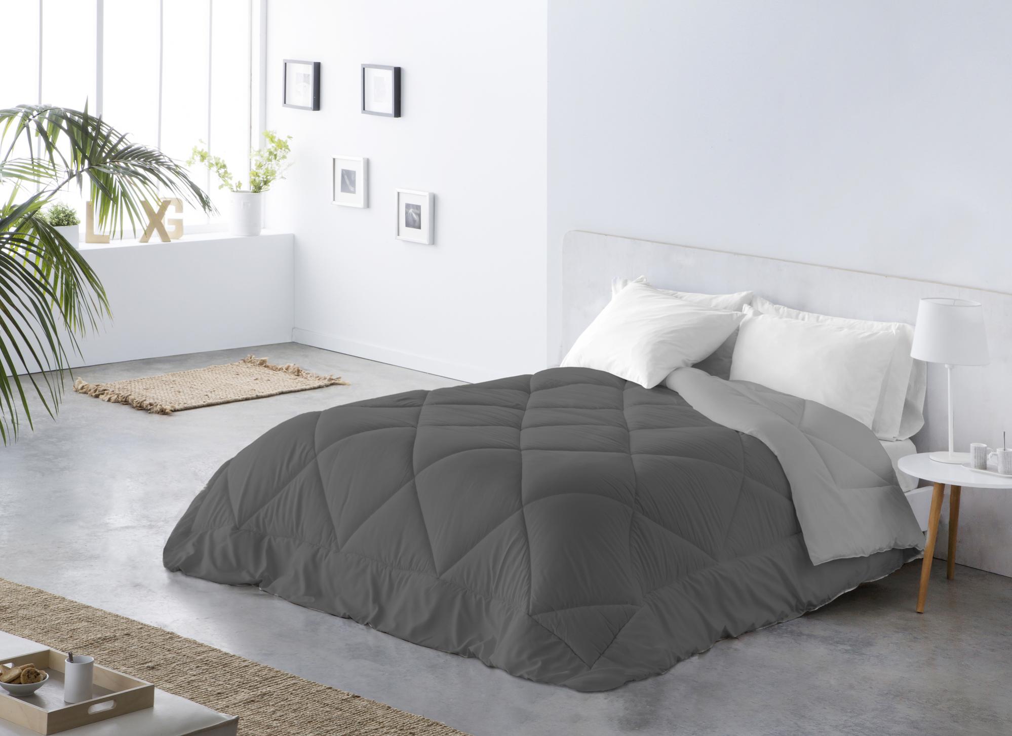 Duvet Bicolor Reversible Gris/Perla 235X260 - Cama de 135 cm, relleno ...