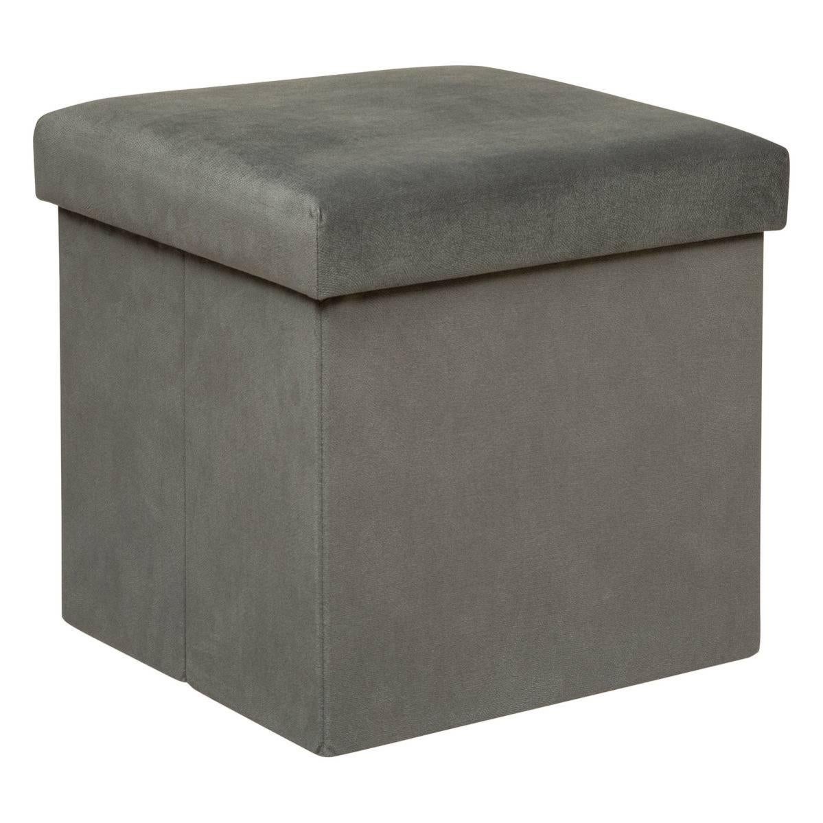 Puff de terciopelo plegable lilou 38x38cm gris - Atmosphera créateur d ...