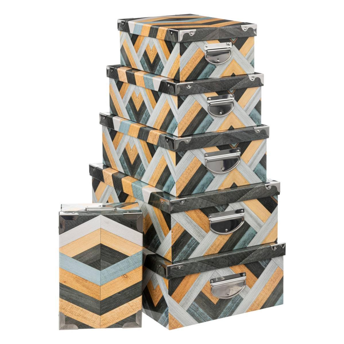 5five - 6 boîtes coin métal "marqueterie" bleu et gris | Leroy Merlin