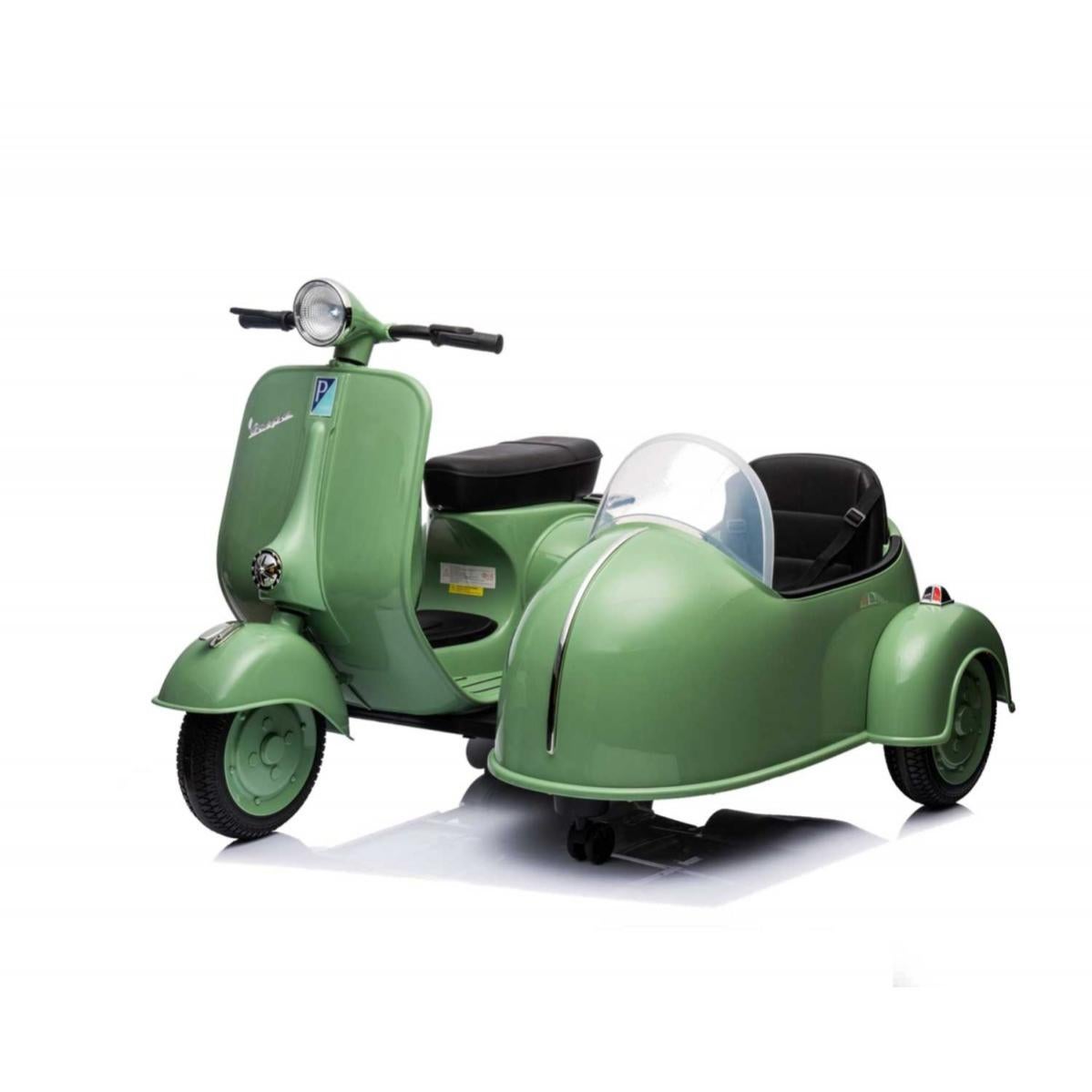 Piaggio Verde Vespa con Sidecar Moto Elettrica da Bambini a Batteria 12 ...