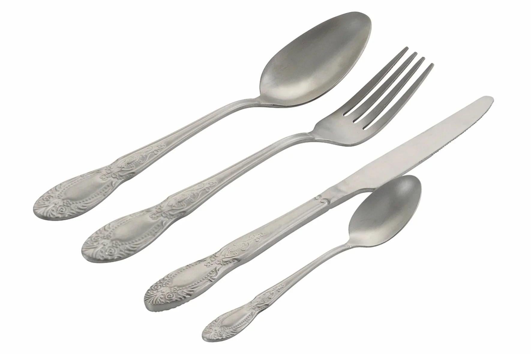 Posate in acciaio satinato stile barocco set 24 posate WonderLand ...