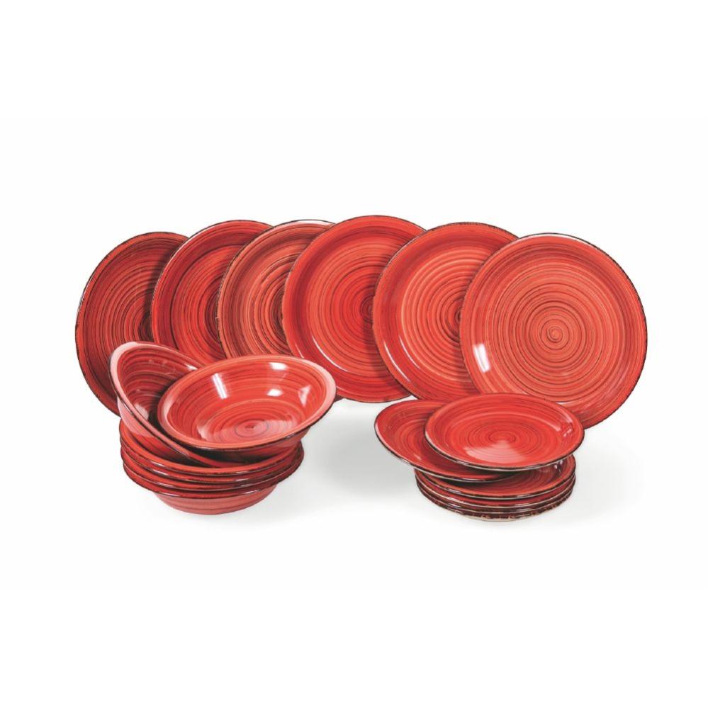 Piatti da portata in ceramica rossa 6 posti tavola servizio 18 pezzi ...