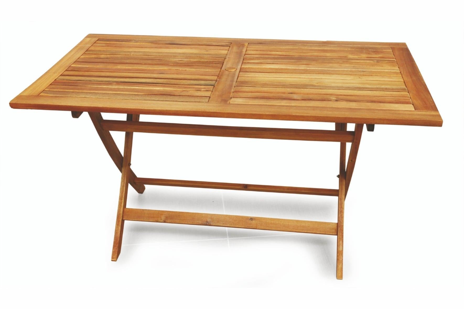 Tavolo rettangolare pieghevole in legno di acacia 140x80x74h cm Folding ...