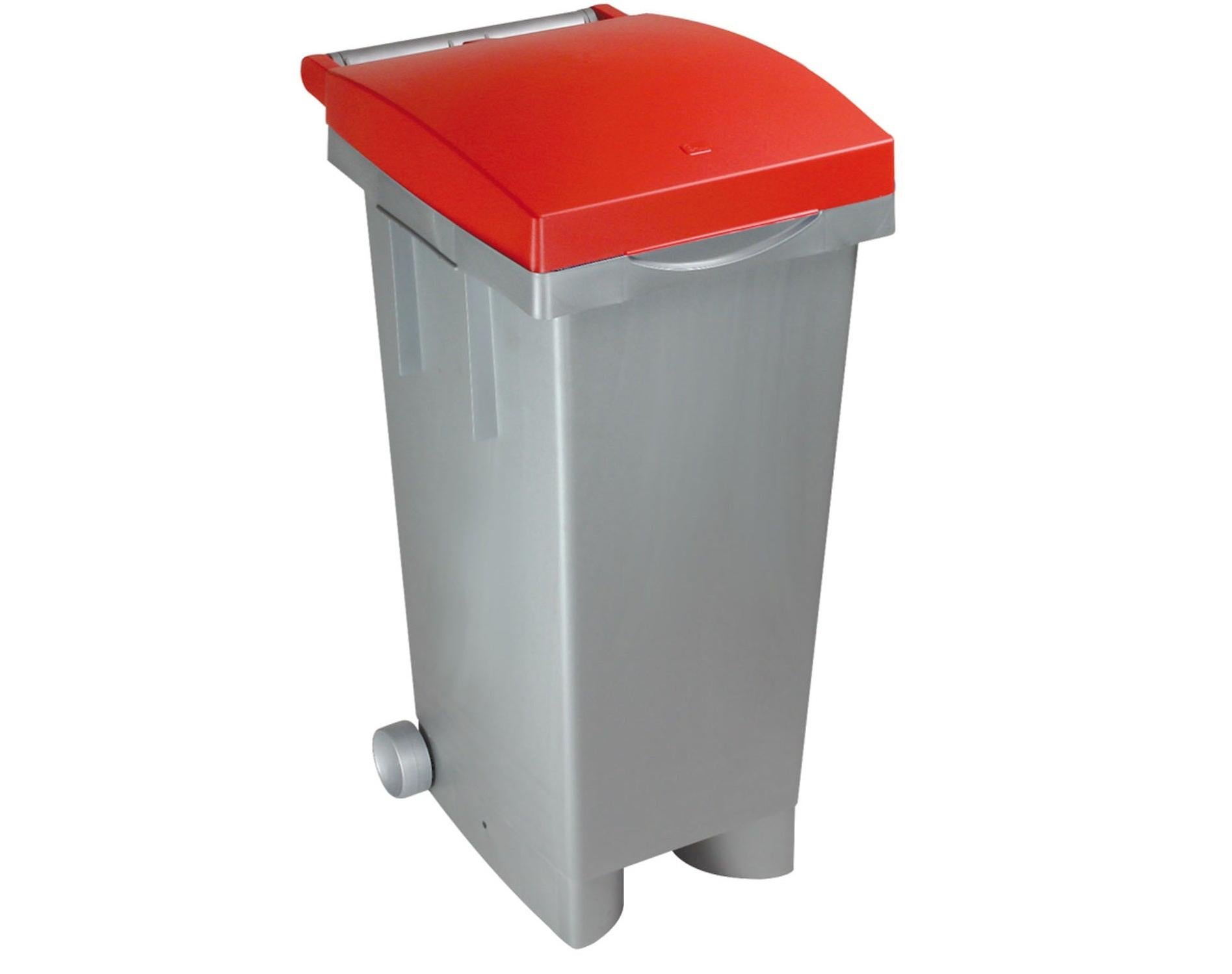 Bidone con ruote per raccolta differenziata 80 lt Tata ICS - Red ...