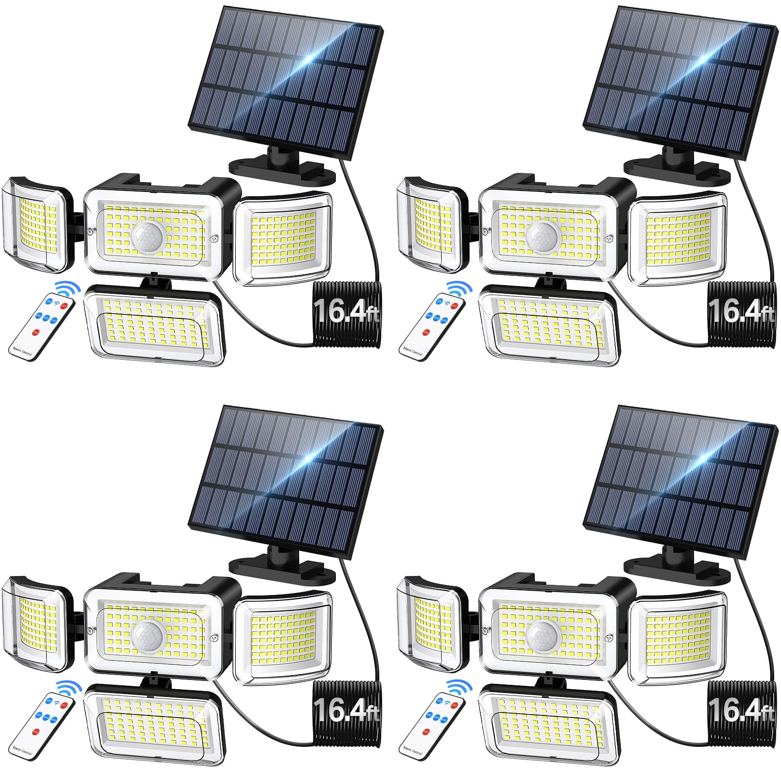 Lampes solaires extérieures avec capteur de mouvement 333LED, lampes de sécurité solaires ...
