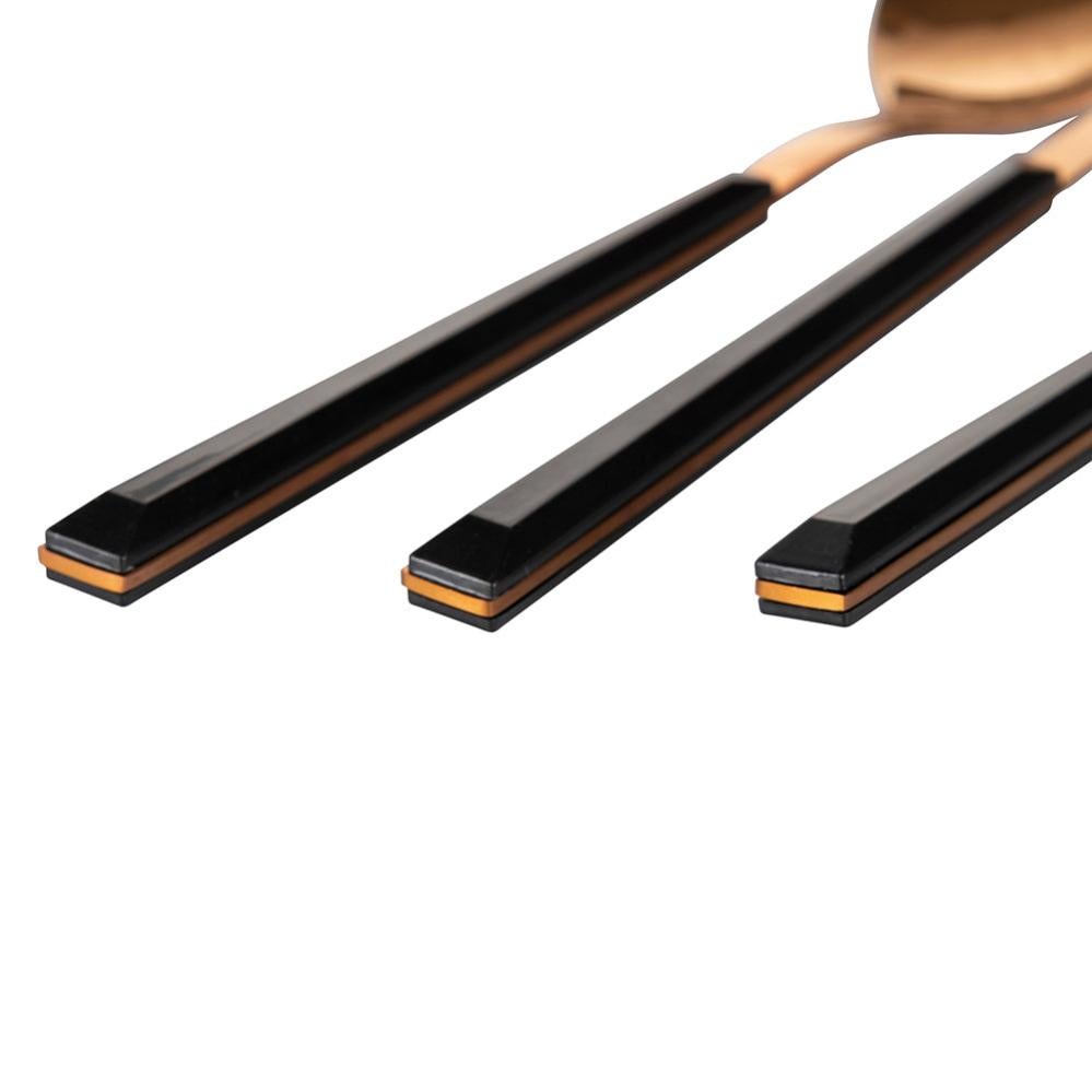 Set 24 Posate "Madrid Rose", Acciaio Rosa, Plastica Abs, Nero | Leroy ...