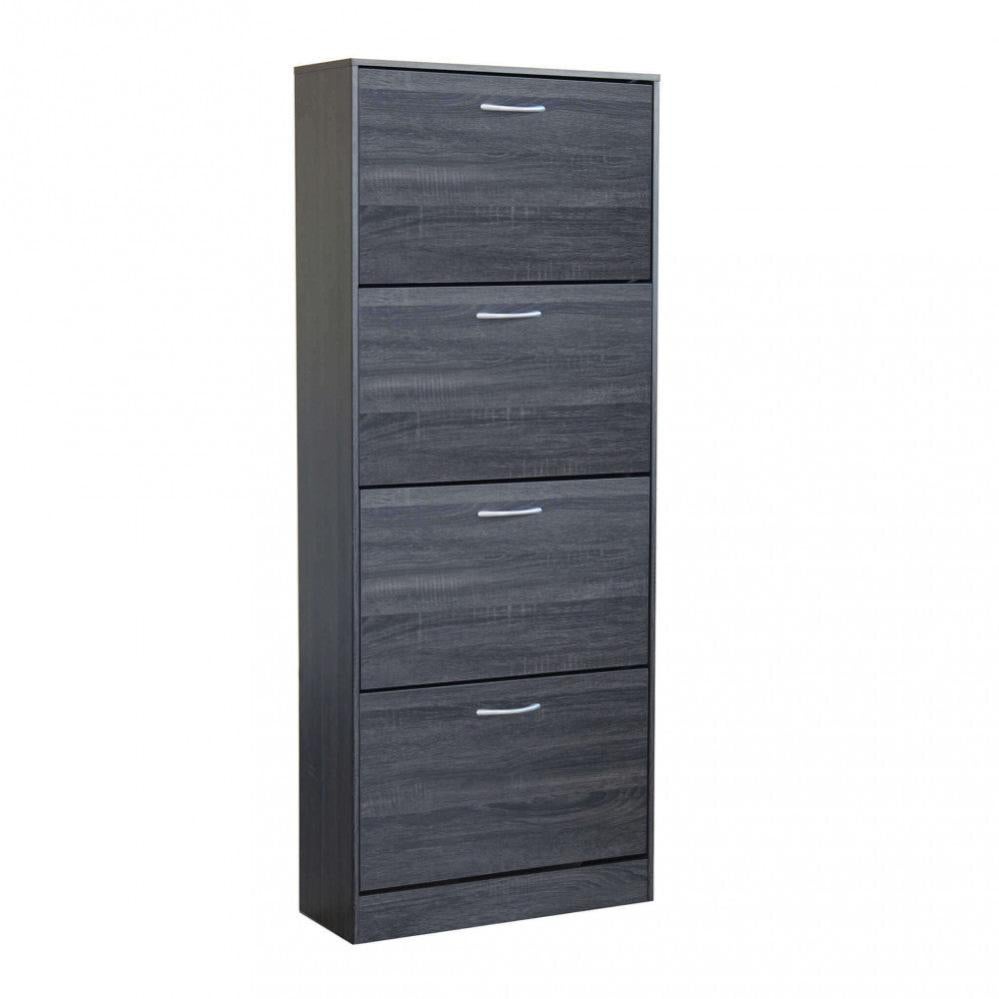Mobile scarpiera 4 ante "WENDY", Legno, Grigio scuro 60x24x150cm ...
