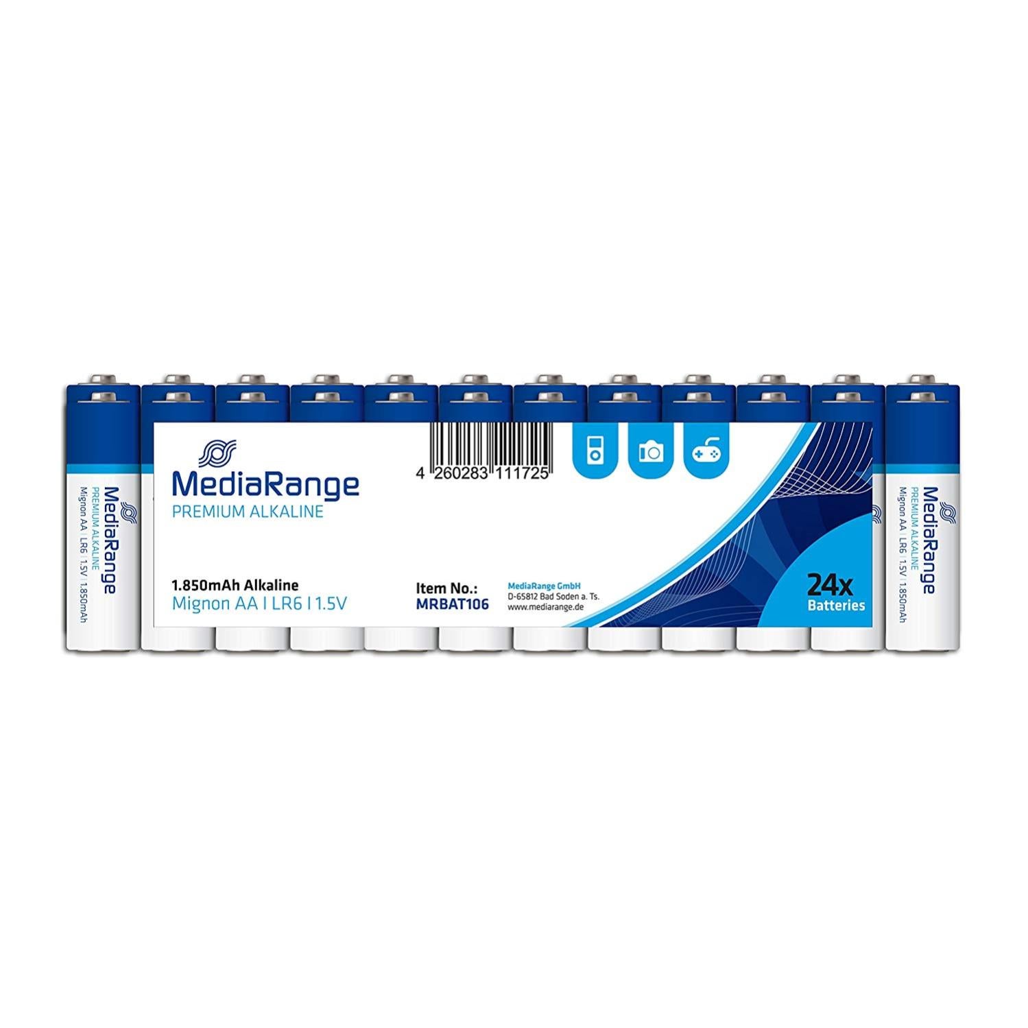 Pack de 24 piles premium Alkaline Mediarange AA LR6 1.5V | Leroy Merlin
