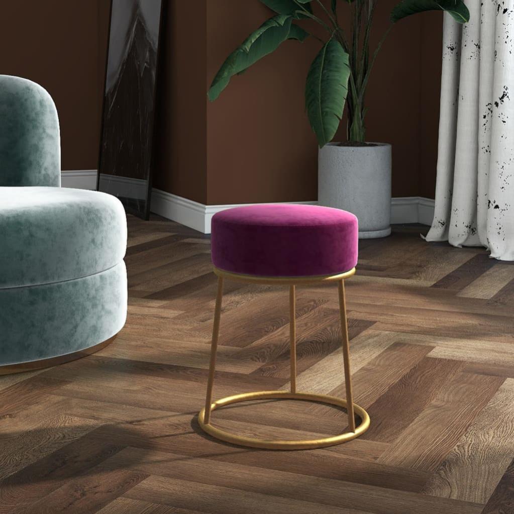 Maison Exclusive - Tabouret rond Violet Velours | Leroy Merlin