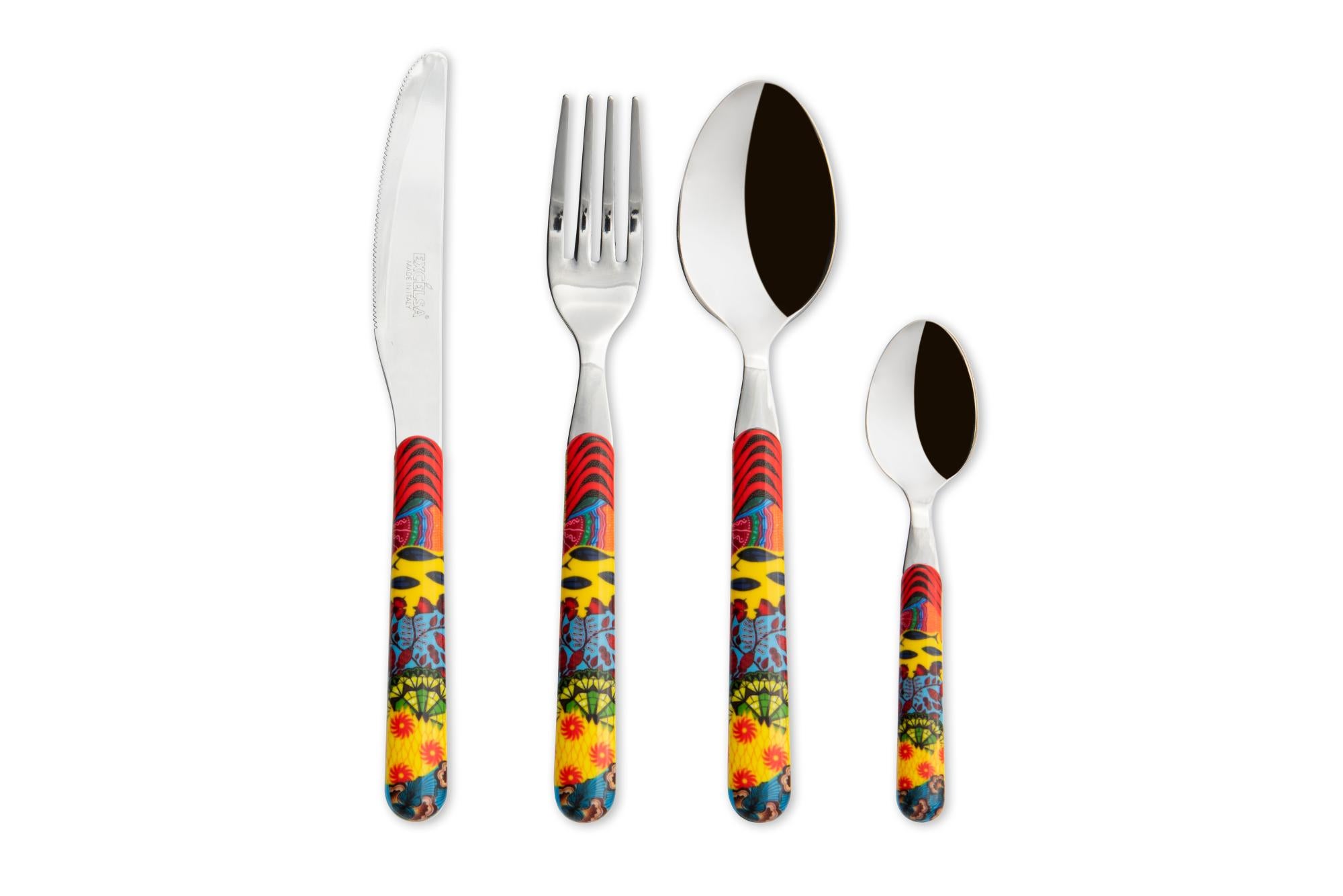 Excelsa set 24 posate Afrika in acciaio multicolor | Leroy Merlin