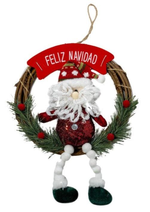 Corona de Navidad Muñeco de Nieve y Papá Noel con Colgante para Pared y ...