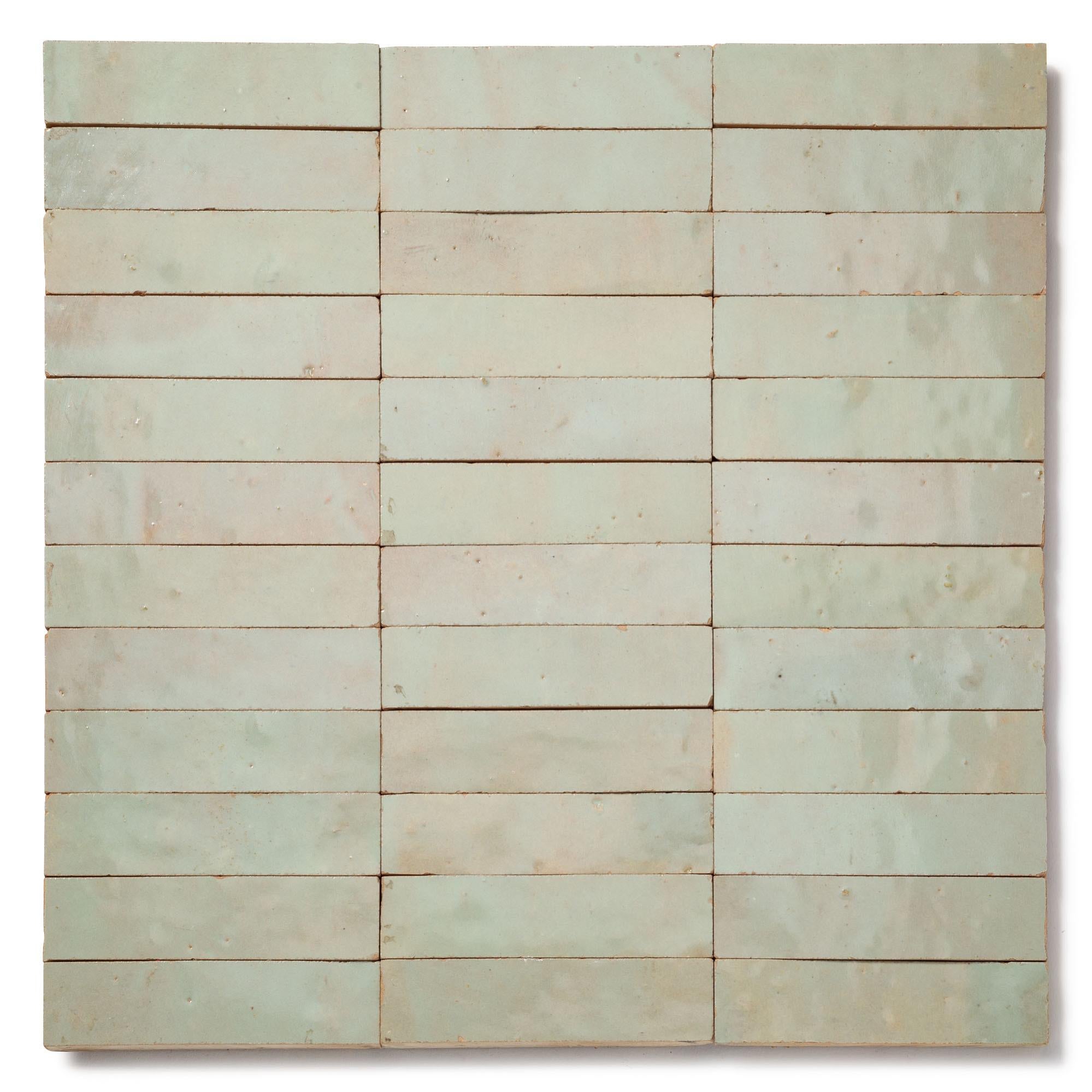 Zellige Marocain Artisanal Véritable - Vert Tilleul 2,5x10 cm ...