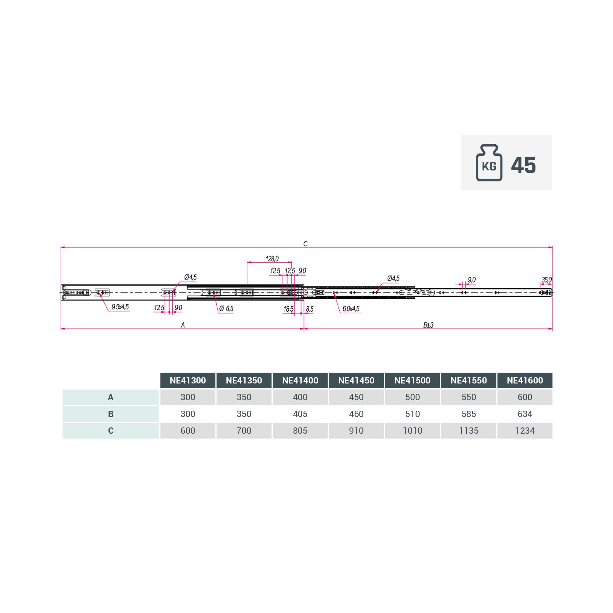 NE41 - 400 mm COULISSE POUSSEZ & OUVREZ CAPACITÉ 45 KG | Leroy Merlin