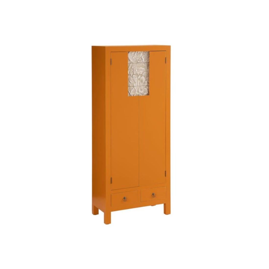 Armoire lingère 2 portes 6 tiroirs Bois/Orange - QINGDAO | Leroy Merlin