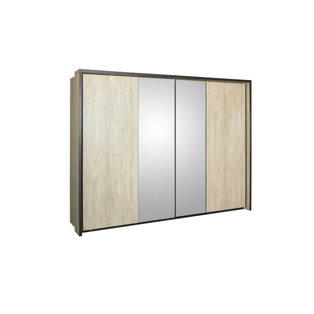 Armoire 2 portes coulissantes 280 cm Chêne + LEDs - LOPEL | Leroy Merlin