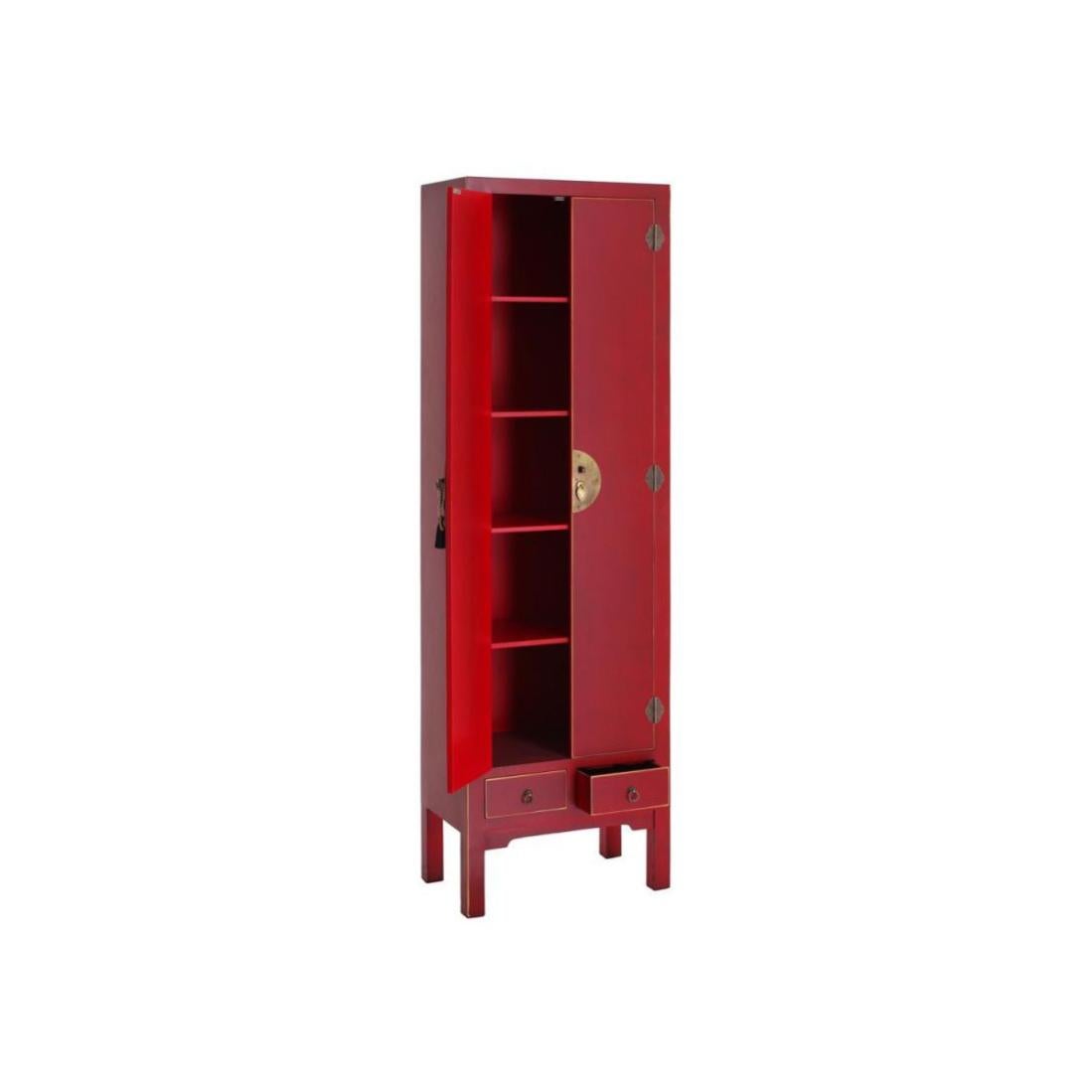 Armoire lingère 2 portes, 2 tiroirs Rouge Meuble Chinois - PEKIN ...