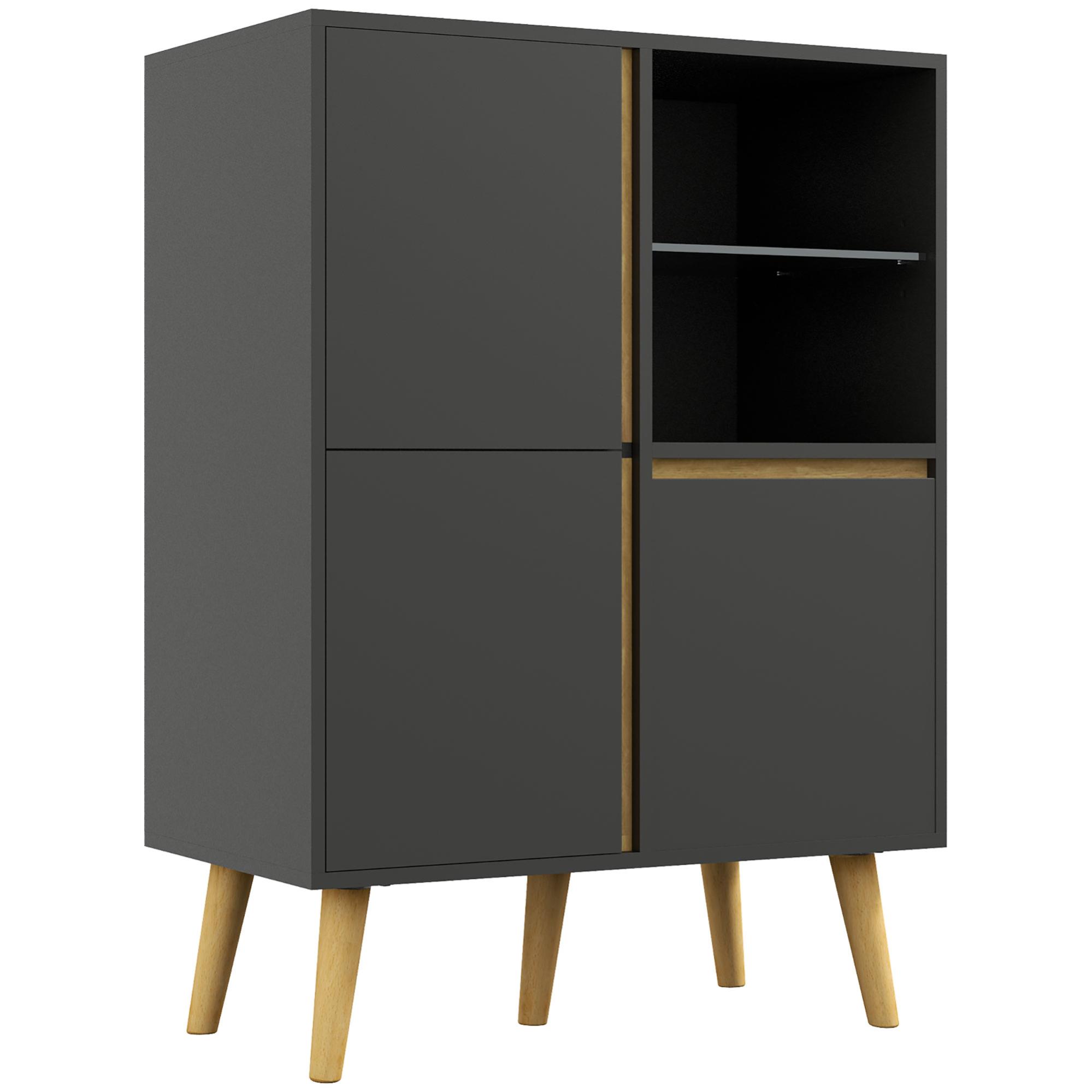 Meuble TV Hi-fi sur pied design scandinave aspect bois clair gris ...