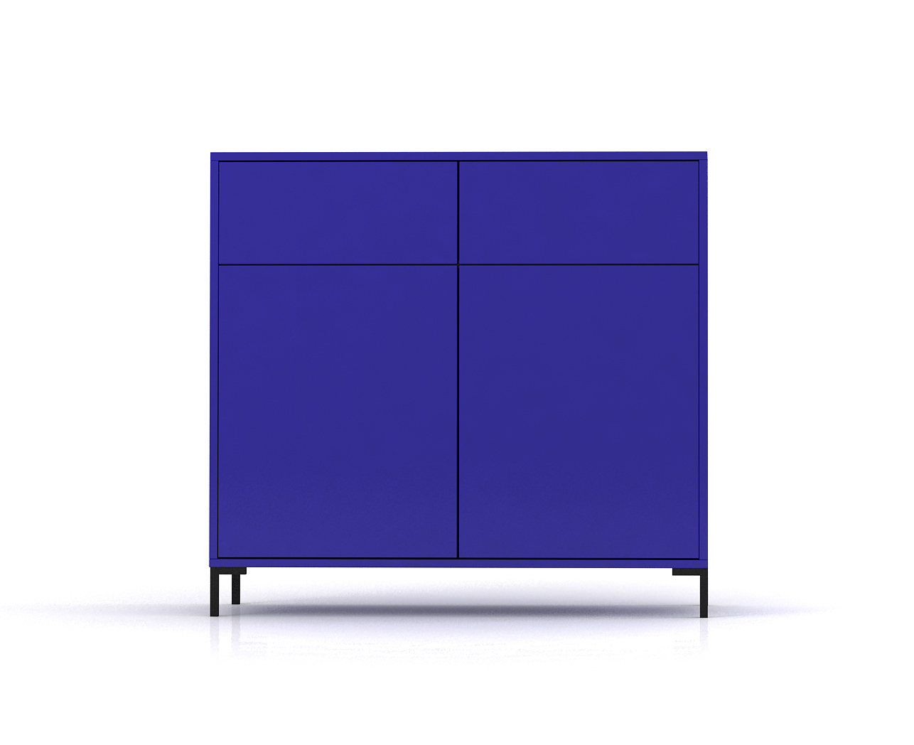 Buffet 2 tiroirs et 2 portes en MDF Bleu Prusse WILSON | Leroy Merlin