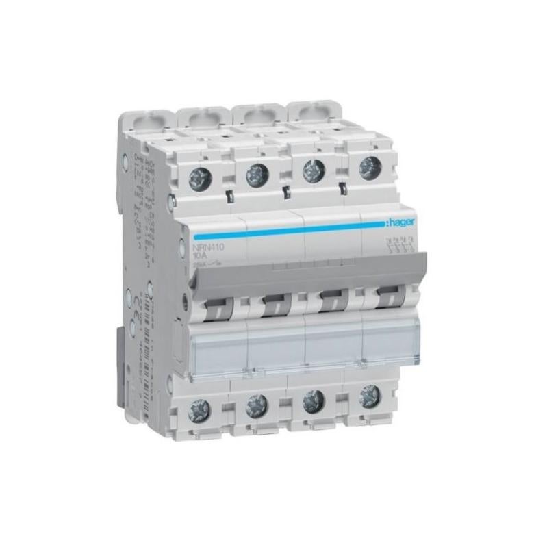 Hager nrn410 interruttore automatico magnetotermico 4p 4 poli 4x10a 25ka curva c 4 moduli din ...