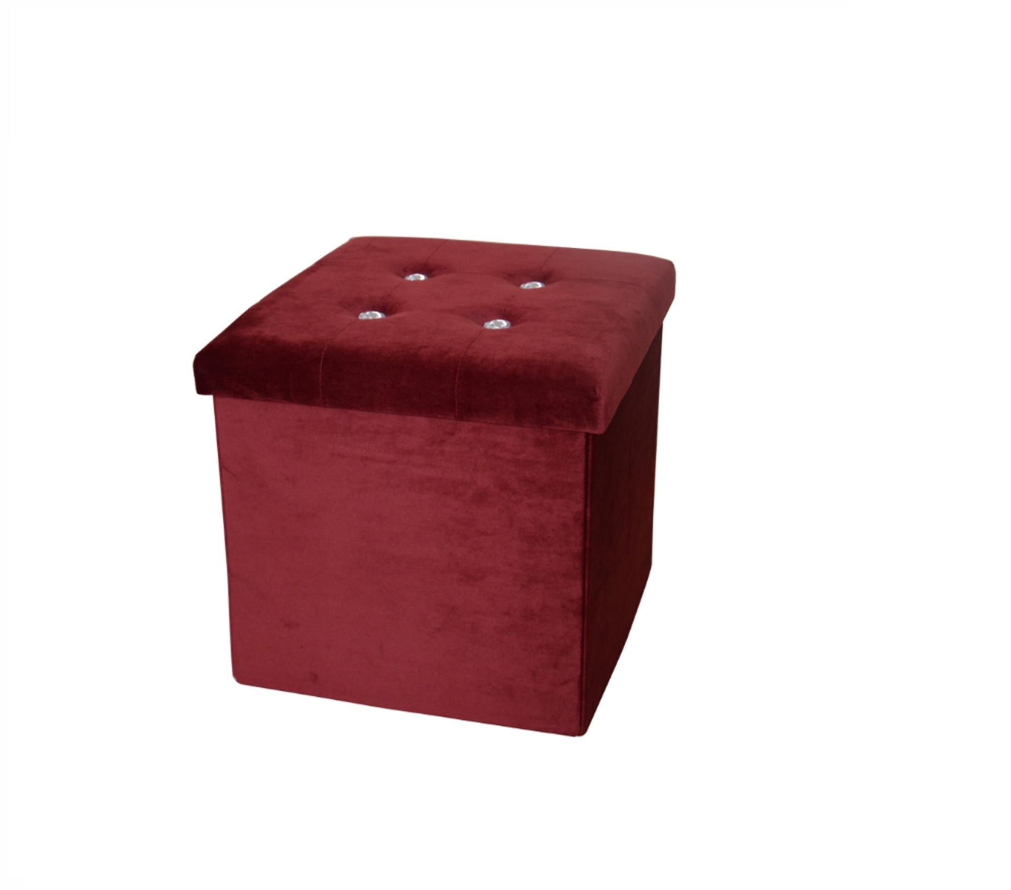 Tabouret avec espace de rangement et couvercle pliable de couleur rouge ...