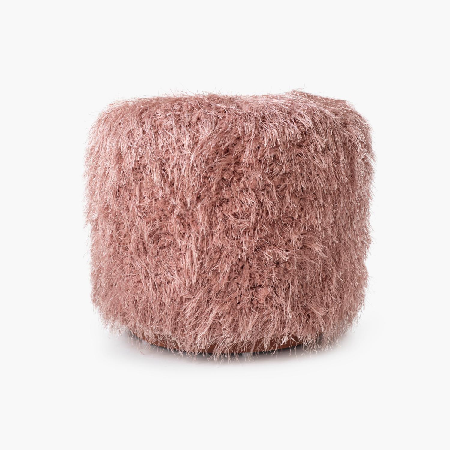 PUF PELO SUAVE ROSA Ø40X40CM | Leroy Merlin