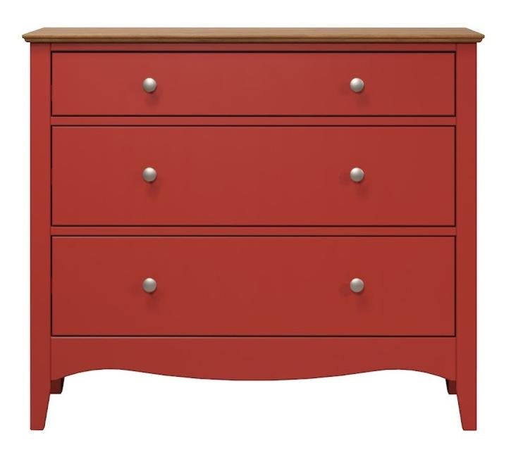 Meuble de rangement 3 tiroirs bois massif rouge et naturel Elisa ...